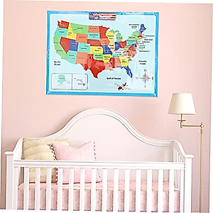 1 Sheet United States Map Usa Map Cartoon Posters Classroom Geography Poster Learning Posters Portable Poster Synthetic Paper Cartoon Preschool Flip Chart
