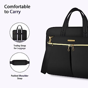Ferkurn Laptop Bag Case 14 15 15.6 Inch Women Men Computer Bag for Dell Inspiron XPS/HP Pavilion/Surface/Lenovo Thinkpad Ideapad/ASUS Vivobook/Acer Chromebook,Shoulder Briefcase Messenger Case,Black