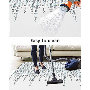 Green Spring Flowers Outdoor Rug for Patio/Deck/Porch, Non-Slip Large Area Rug 5x8 Ft, Green Grey Cherry Blossoms Dangling Indoor Outdoor Rugs Washable Area Rugs, Reversible Camping Rug Carpet Runner