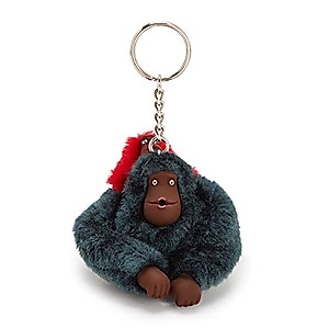 Kipling Mom and Baby Sven Monkey Keychain True Blue Tonal