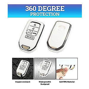 Zlirfy Smart Remote Key Fob Cover,Key Covers for Car Keys with Leather Keychain,Car Cover,Soft TPU Case Protection,Car Keychain Holder Most Model of Cars (for Honda a) 662QCYST002