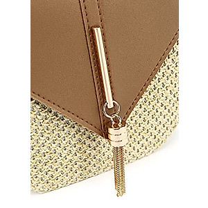 Sykorvon Straw Crossbody Bags for Summer, Cute Beach Bags for Women, Small Summer Straw Beach Woven Vacation Shoulder Bag Purses with Tassel (Brown)