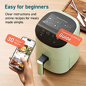 COSORI Air Fryer 2.1 Qt, 4-in-1 Small Mini Airfryer, Bake, Roast, Reheat, 97% Less Oil, Compact & Quiet, Nonstick & Dishwasher Safe Basket, 30 In-App Recipes with Nutrition Facts, Auto-Shut Off, Green