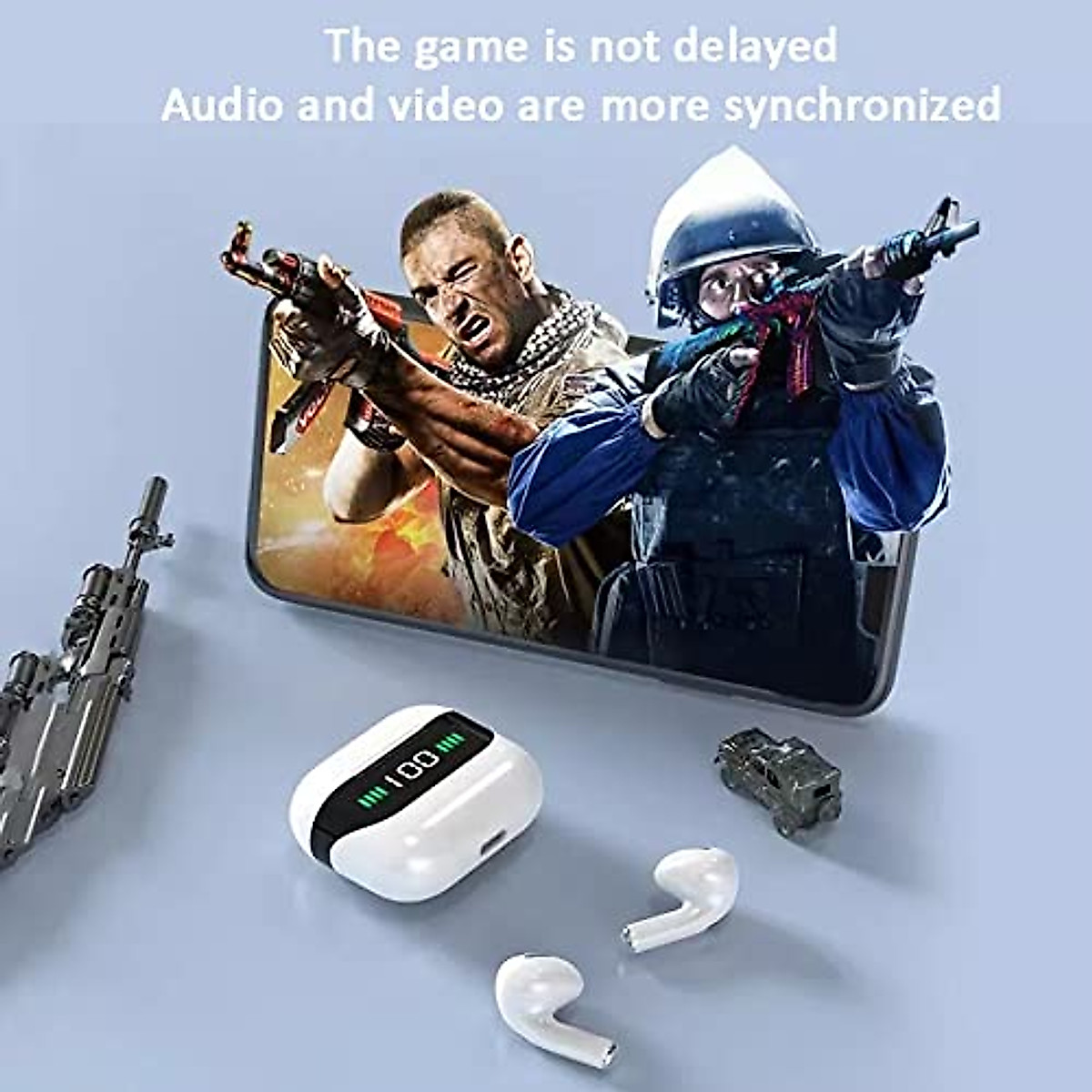 AD Pro3 Earpods Wireless Airdots Bluetooth 5.3 Multi-Function Touch Earbuds Microphone Auto Pairing Earphone Battery Display Charging Headset Voice Assistant Deep Bass Stereo Sound (Black)