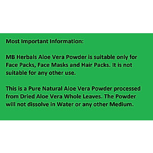 MB Herbals Aloe Vera Powder 8 oz (227 Gram / 0.5 lb ) | Aloe barbadensis Powder | Natural Skin Moisturizer | Promotes Hair Growth | For External Use Only