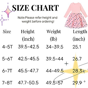 Kimoda Tutu Dresses for Girls Size 6-7 Pink Long Sleeve Toddler Dress Size 6 for Fall Winter Frocks Girls Size 7