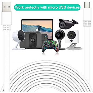 Itramax Micro USB Power Cable 30 FT (2 Pack),Flat Micro USB Charging Power Cord,Charger for Wyze Cam V3 V4,Yi,Nest Cam,Blink Mini XT XT2 Outdoor 3rd Camera,Arlo Q,Zmodo,Netvue,Xbox Controller,25