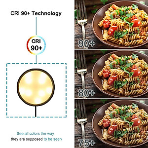 Newest LED Under Cabinet Lighting Kit, 1020 Lumens LED Puck Light, 3000K Warm White, CRI90+, Touch Dimming, Black Trim All Accessories Included, for Kitchen, Closet Lights, Safe Light, 6-Pack