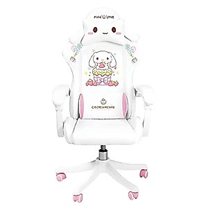 Cinnamoroll Pink Gaming Chair for Kids, Cartoon Gamer Chair for Teens Adults Computer Chair for Girls Video Game Chairs Silla Gamer Ergonomic PC Chair（Pink-White）