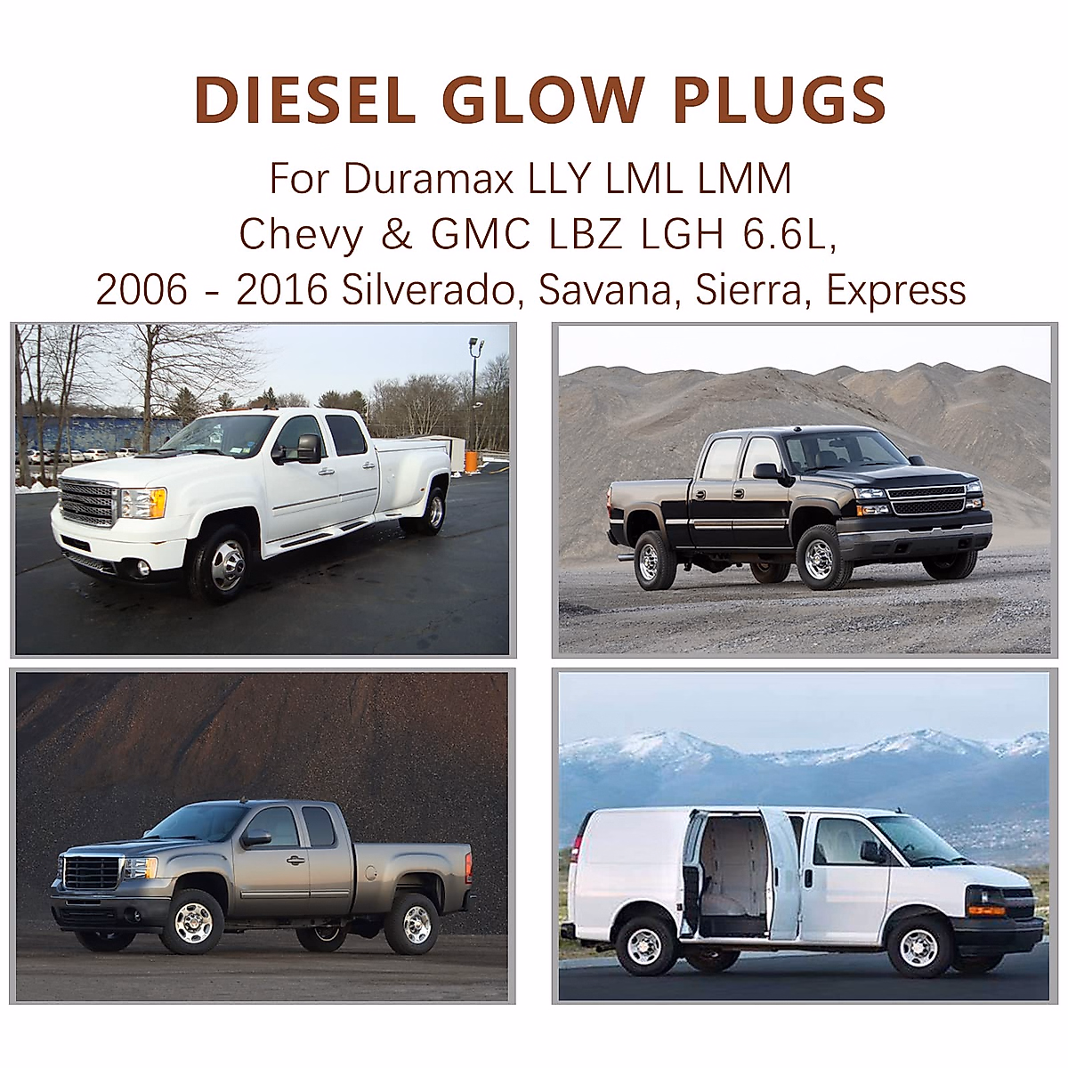 12639701 Diesel Glow Plugs 9G for Duramax LLY LML LMM Chevy&GMC LBZ LGH 6.6L, 2006 2007 2008 2009 2010 2011 2012 2013 2014 2015 2016 Silverado, Savana, Sierra, Express Replaces# 97364968