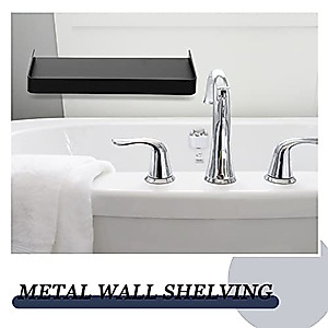 Zerodeko Phone Stand Black Floating Shelves Bathroom Organizer Wall Mounted Bathroom Small Wall Shelves Phone Shelf Makeup Organizer Space Bathroom Shower Shelves Small Shelf