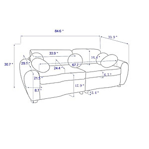 Teddy Fleece Curved Loveseat Sofa Cloud Couch for Living Room, Deep-Seat Love Seat with 5 Decorative Throw Pillows and Solid Wood Legs, 3 Seater Modular Leisure Sofás for Living Room Office