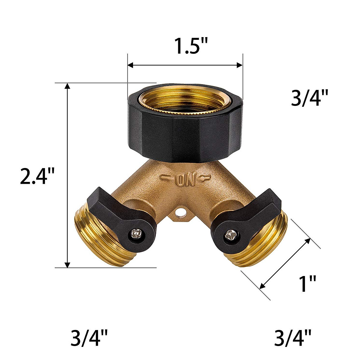 Hose Splitter 2 Way Y Valve Water Hose Connector, Heavy Duty Solid Brass Shut off Garden Hose Splitter Adapter Fit for All Standard Faucet and Garden Hose