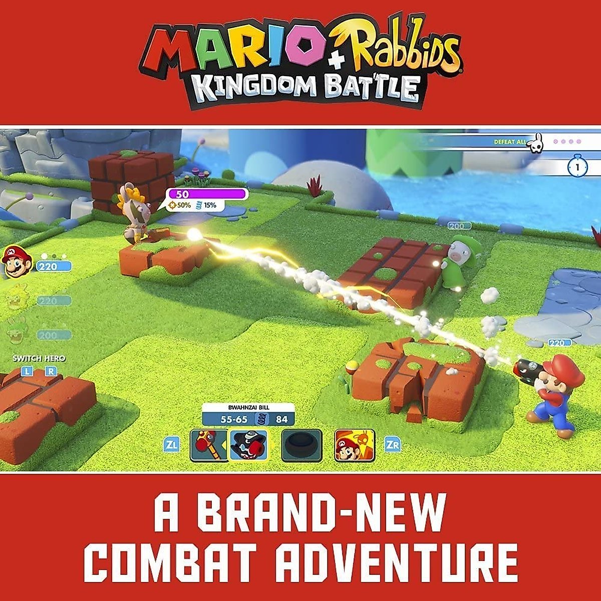New Switch Deluxe Game Bundle For Holiday: Nintendo Switch with Neon Blue and Neon Red Joy-Con - 6.2" Touchscreen LCD Display + Mario and Rabbids Kingdom Battle Game, and T.F. Card