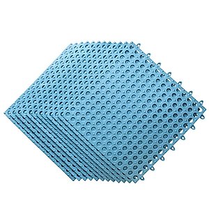 12PCS Interlocking Soft PVC Floor Tiles, No-Slip Pool Shower Bathroom Kitchen Mat with Drain Hole 11.75'' x 11.75'' Decking Tiles Outdoor and Indoor