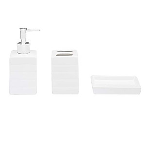 Amazon Basics 3-Piece Ceramic Bathroom Accessories Set - White