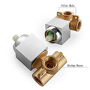 Shower Mixer Valve Kit Wall Mount Bathroom Copper Faucet Shower Mixer Set Rough in Valve and Trim Kit, Dr Faucet Polished Chrome