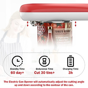 Electric Can Opener, Rechargeable Can Openers, Upgraded Blade Replaceable, One Touch Hand Free for Any Can Shape, Automatic Cordless Can Opener for Seniors with Arthritis-Black