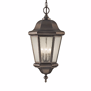Sea Gull Lighting OL5911BK Martinsville Three Light Outdoor Pendant Lantern, Black