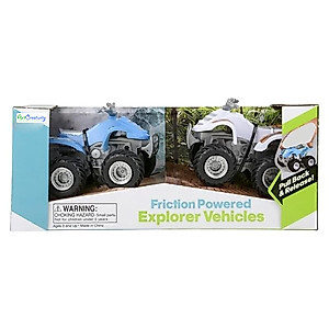 ArtCreativity Land & Sea Friction ATV Set, Set of 2, Push n Go Toy Cars with Fun Designs, Cool Birthday Party Favors for Kids, Pretend Play Gifts for Boys and Girls