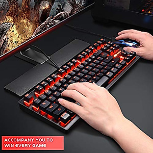 Anivia 87 Keys Mechanical Gaming Keyboard, 80% Compact USB Wired Mechanical Keyboard with Red Backlit & Blue Switch, Hot Swappable Gaming Keyboard for Gaming and Work - Black