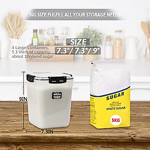 CASA LINGO Airtight Food Storage Containers with Lids, 5.3L Large Pantry Organization and Storage for Bulk Food Dry Food Cereal, Set of 4 Plastic Food Storage Containers