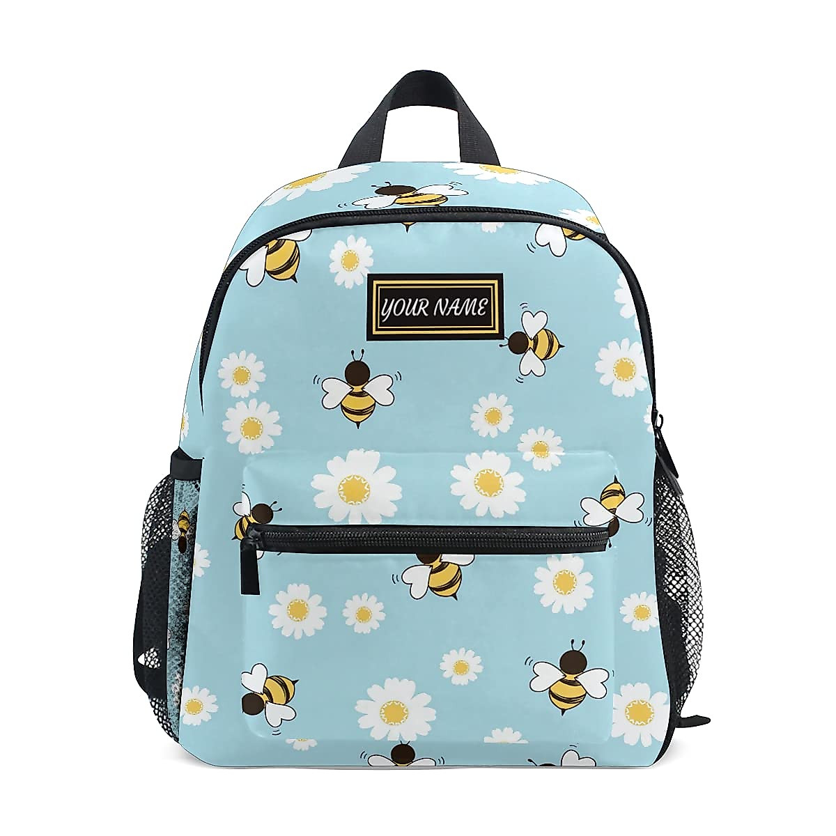 ODAWA Custom Daisy Flower Bee Cartoon Toddler Backpack, Personalized Backpack with Name/Text, Customization School Bag