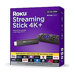 Roku Streaming Stick 4K+ Streaming Device 4K/HDR/D. Vision with Roku Voice Remote Pro (Renewed)