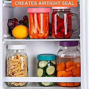 BOOMIBOO [16Pack] Intended For Mason Jar Lids,8 Wide Mouth Mason Jar Lids 8 Regular Mouth,Canning Lids,Plastic Jar Lids-Leak-Proof