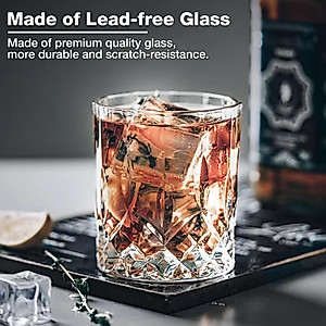 Hlukana Old Fashioned Whiskey Glasses Set of 4, 11 OZ Cocktail Glasses with Luxury Box, Bourbon Cocktail Rocks Scotch Glasses, Barware for Scotch Cocktail Rum Vodka Liquor, Gifts for Men