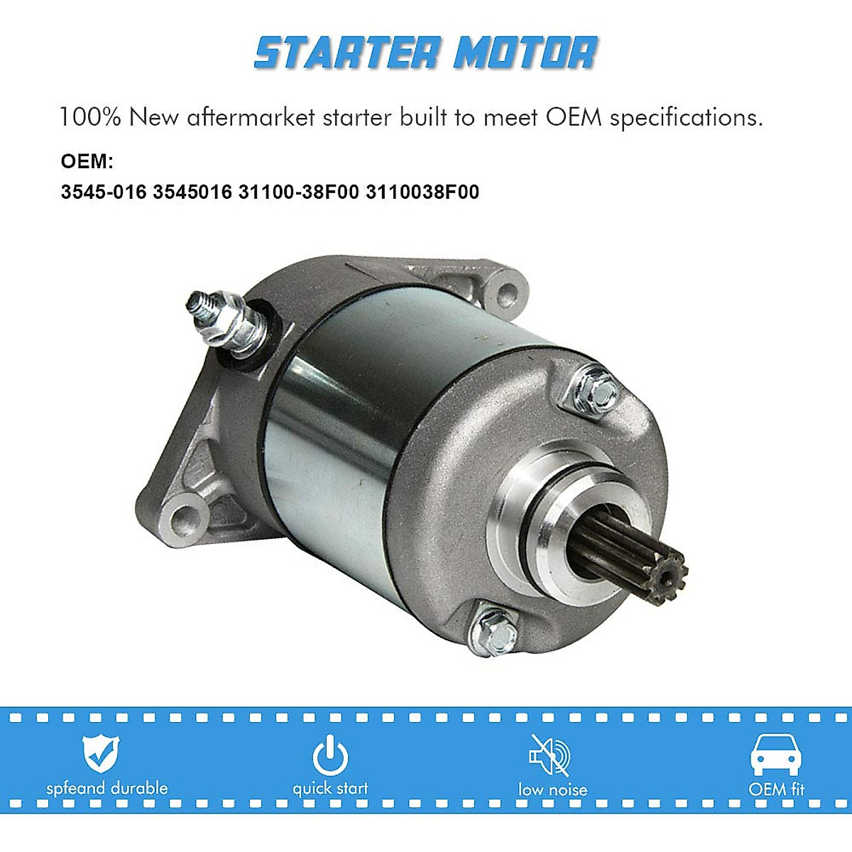 Starter Motor Replacement for Arctic Cat & Suzuki ATV 400 LT-A400F LT-A400FC Eiger Replaces # 3545-016 3313-719 3545-016 31210-PWB1-900 SM-14241 31100-38F00