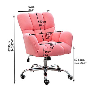 Home Office Chair Mid-Back with Ergonomic Back, Task Chair with Thick Cushion 360° Swivel Computer Chair for Bedroom Dining Living Room,Pink