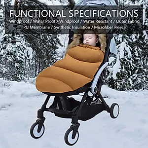 YOURCARE Stroller Footmuff Universal Baby Stroller Bunting Bags, Winter Thicken Warm Pram Footmuffs, Weatherproof Baby Sleeping Bag for Strollers, Pushchairs, Prams, Car Seat, 0-2 Years (Brown)