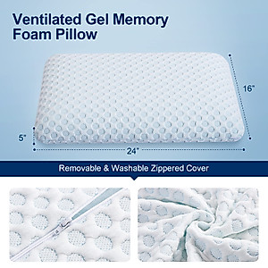 Memory Foam Pillows Side Sleeper Pillow Neck for Pain Relief Medium Firm Tempurpedic Back Stomach Sleepers Sutera with Washable Cover, Standard Size
