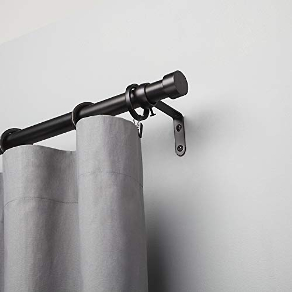 Umbra Cappa Curtain Rod, Includes 2 Matching Finials, Brackets & Hardware, 36 to 66-Inches, Black