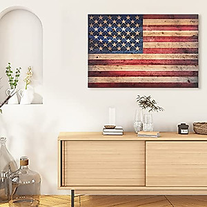 Empire Art Direct American Flag Digital Print on Solid Wood Wall Art, 24 in x 36 in x 1.5 in, 24" X 36" X 1.5", Ready to Hang