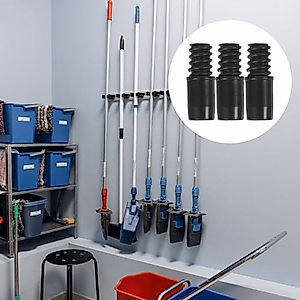 SEWOART 12 Pcs Mop Head Broom Handle Threaded End Pole Adapter for Broom Push Broom Handle Household Cleaning Tools Threaded Handle Tips Handle Tips for Broom Poles Connector Black Plastic