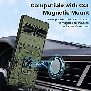 Caka for Pixel 7 Pro Case, Google Pixel 7 Pro Case with Kickstand & Camera Cover, Built-in 360°Rotate Ring Stand Magnetic Magnet Protective Phone Case Cover for Pixel 7 Pro -Green