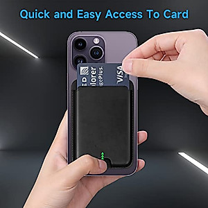 EDC Leather Wallet for Apple MagSafe, MagSafe Wallet Compatible with iPhone 14/13/12 Series and MagSafe Case, Detachable RFID Card Holder for 3 Credit Cards, Blue