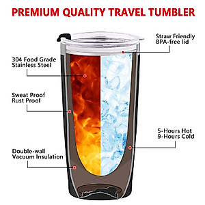 Mom and Dad Travel Tumbler Set, Funny Christmas Gifts for New Parents New Pregnancy New Dad New Mom Anniversary Birthday, Stainless Steel Insulated Travel Tumbler with 2 Lids(20oz, Black and White)