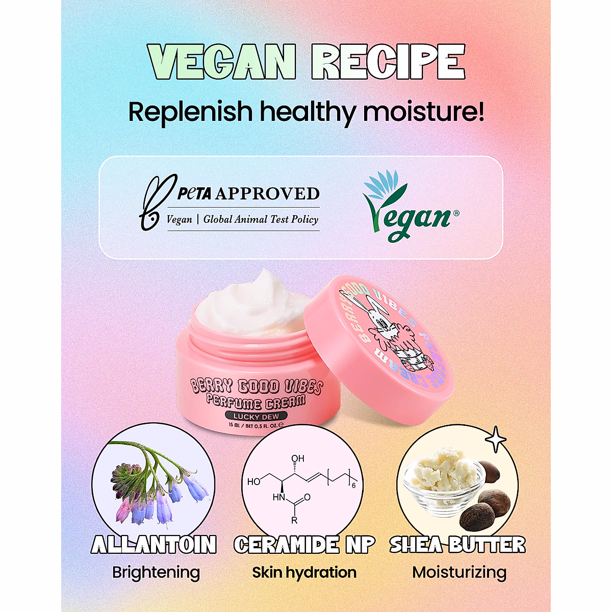 CHASIN' RABBITS Berry Good Vibes Perfume Moisturizer Face Cream | Facial Moisturizer Korean Face Cream Perfume Set | Face Moisturizer for Dry Skin Cream w/Ceramide & Strawberry Stem (0.50 oz x 3)