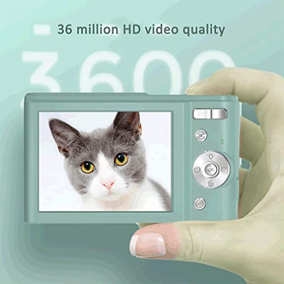 QSYY Boys and Girls Children's Digital Camera-36 Million Pixels, 16X Digital Zoom, with 32GB SD Card, High-Definition 1080P Rechargeable Mini Camera, Suitable for Students, Teenagers, Children,Green