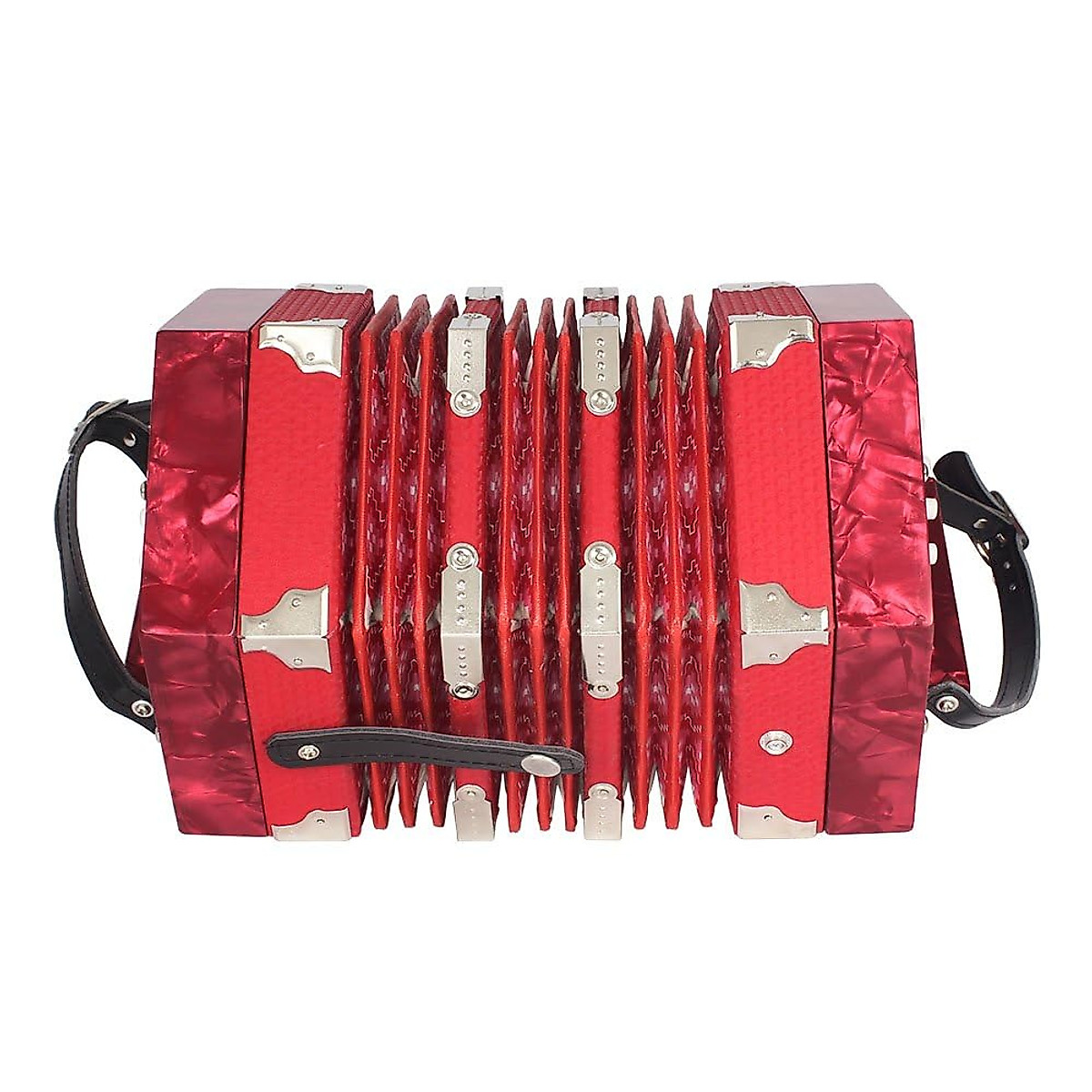 Btuty Accordion Acordeon Concertina Accordion Instrument Acordion 20-Button 40-Reed Anglo Style with Carrying Bag (Red)