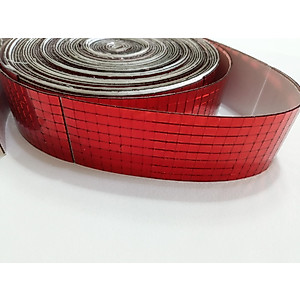 1570pcs Self-Adhesive Mosaic Tiles,Red Glass Mirror Wall Sticker for Christmas,Halloween Festival &Party Home DIY Decoration and Crafts Accessory (Red Mirror, 1 Meter)