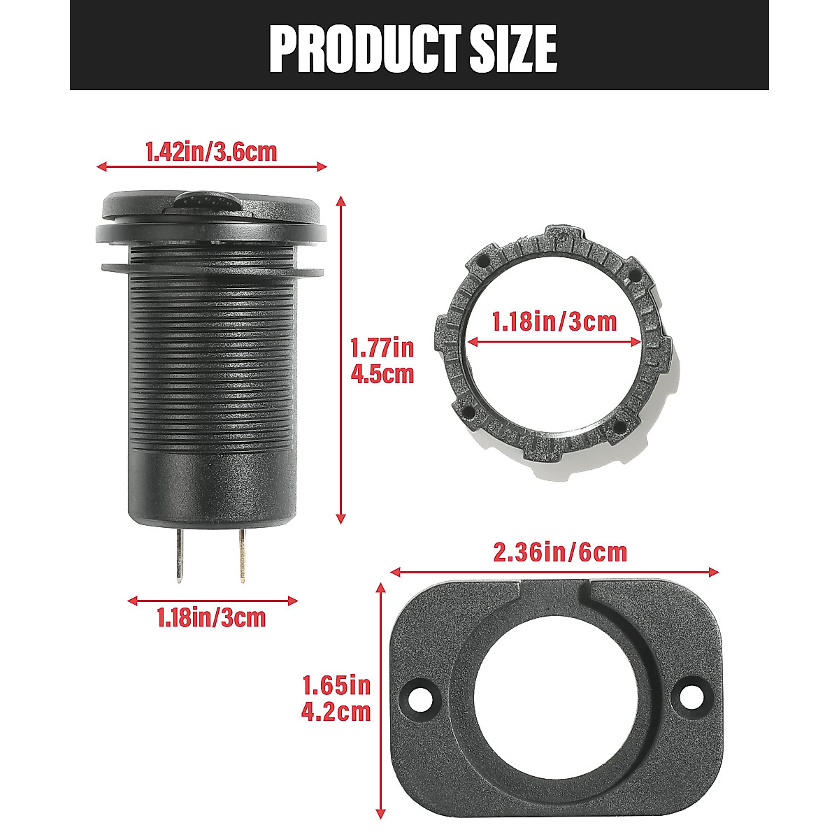 ESEWALAS 12V USB Power Outlet with Switch, 56W USB-C Charger, Waterproof, Compatible with Smartphones and Tablets