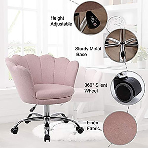 SSLine Home Office Chair,Modern Linen Fabric Desk Task Chair Accent Chair,Computer Desk Chair with Swivel and Adjustable,Accent Home Office Task Chair Executive Chair with Soft Seat (Pink-2)