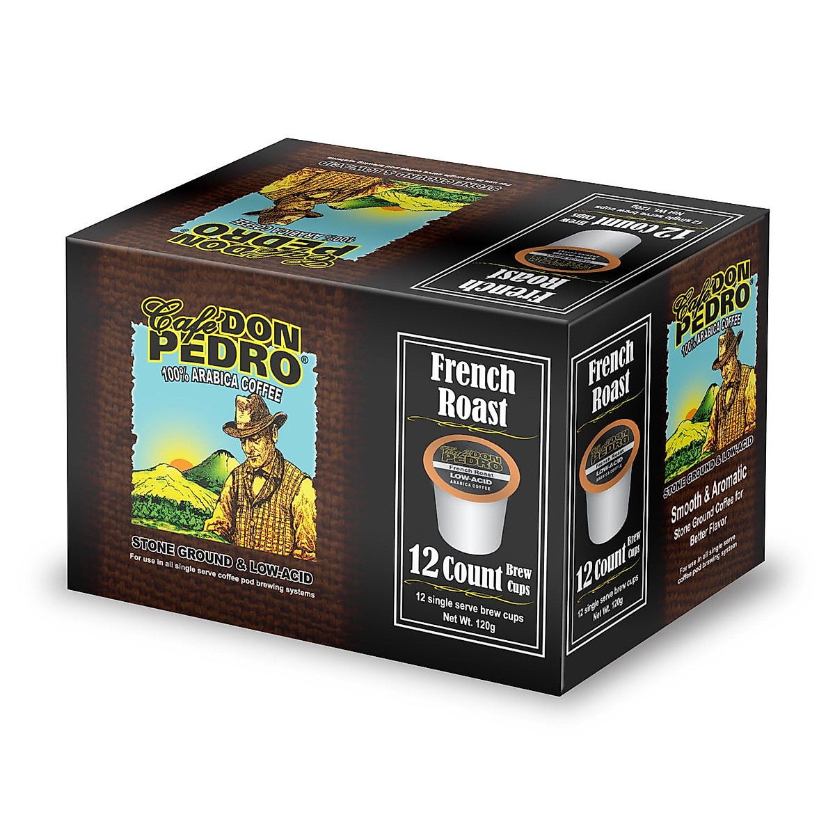 Cafe Don Pedro Variety Pack Arabica Low Acid Coffee Pods - Compatible with Keurig K-cup Coffee Maker, 6 different flavors, 100% Arabica, Battles Heartburn, Acidic Reflux, 72 count