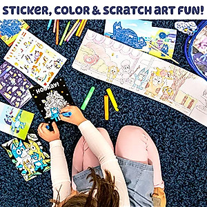Bluey Ultimate Activity Backpack, Create Your Own Suncatchers & Reveal Surprise Scenes, Perfect for Travel, Road Trip Toy, or Toddler Gift Bluey Birthday Party, Great Activity Set for Kids 3, 4, 5, 6