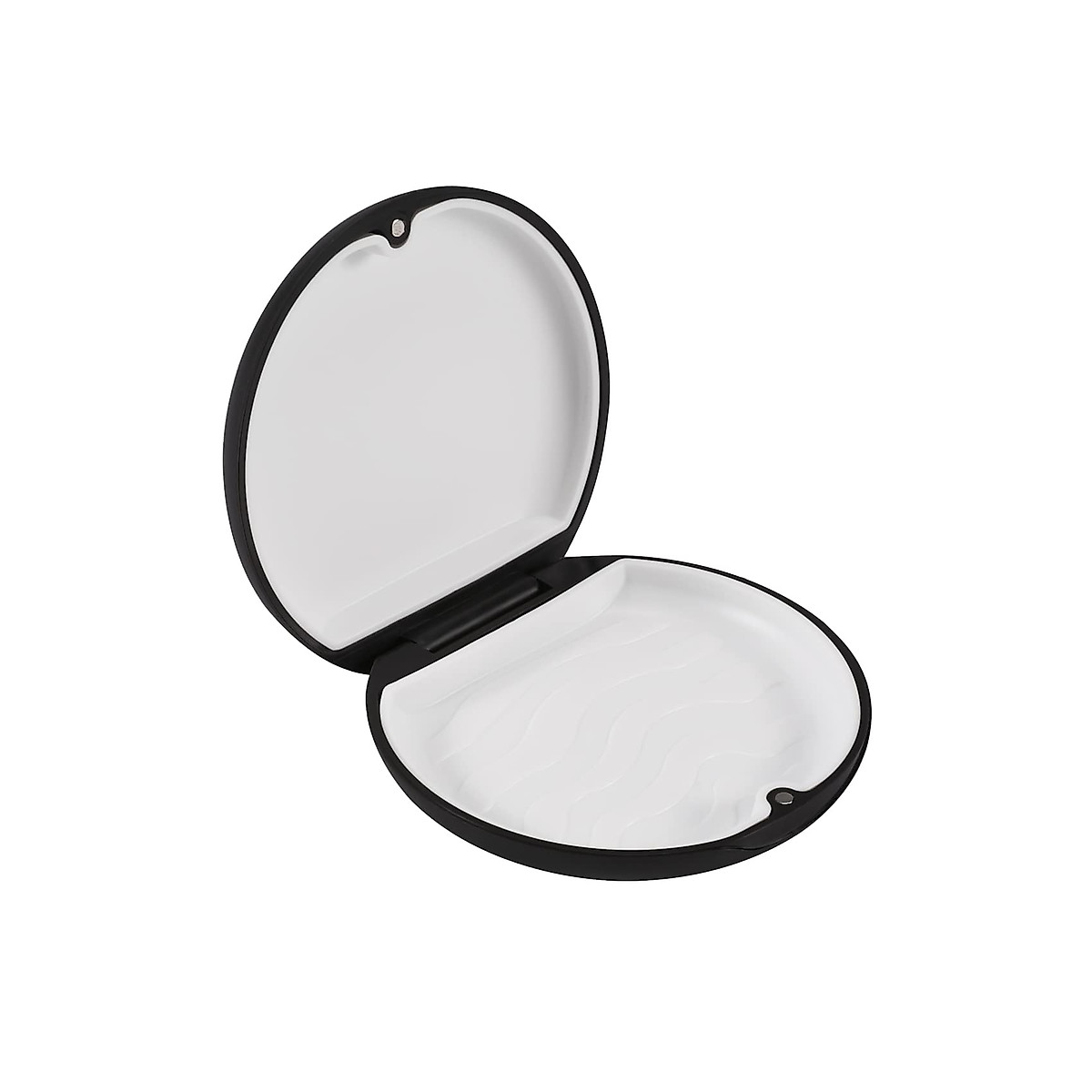 Annhua Retainer Case Mouthguard Case Denture Case with Magnetic Closure, Retainer Holder Denture Holder Container with Silicone Textured Liner - Black