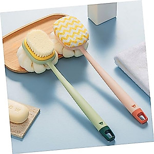FOMIYES Double Sided Scrub Brush Natural Loofah Sponge Shower Scrub Brush for Body Cleaning Scrubber Shower Sponge Brush Bath Body Brush Handle Back Washer Bath Brush Scrub Bath Supplies